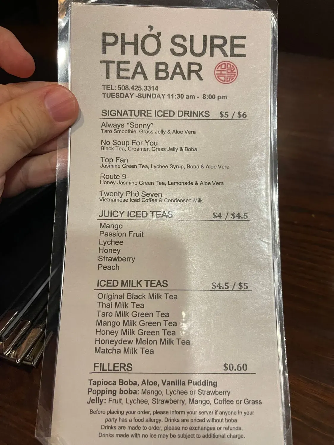 Pho Sure Menu - Updated October 2025
