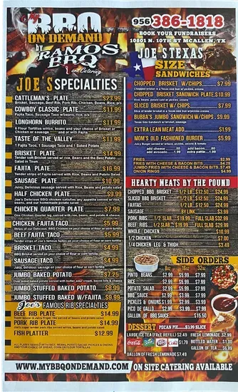 Ramos BBQ & Catering Menu | McAllen, TX | Checkle
