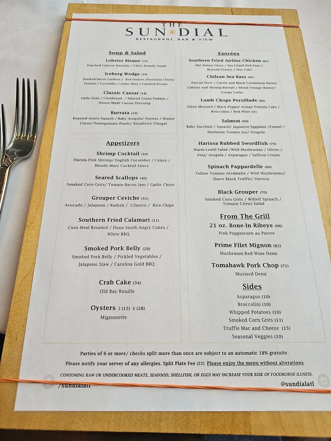 The Sun Dial Restaurant, Bar & View Menu - Updated November 2025