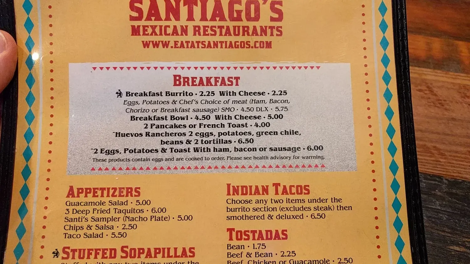 Santiago's Mexican Restaurant Menu - Updated October 2025
