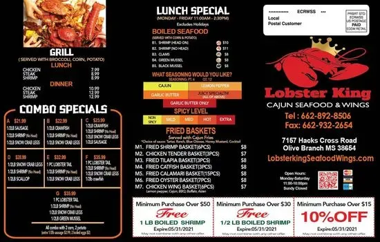 Lobster King Cajun Seafood & Wings - Olive Branch Menu | Olive Branch ...