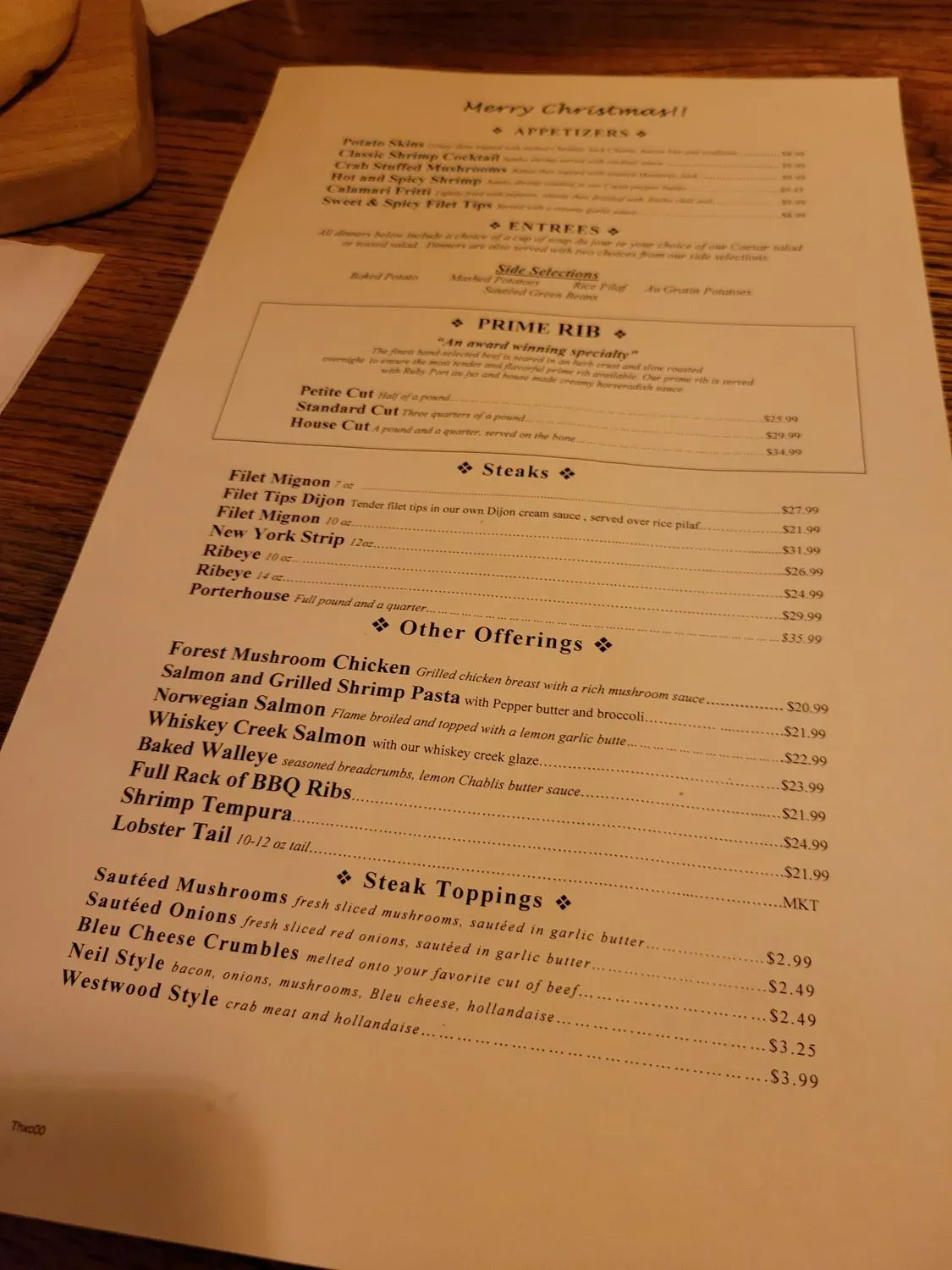 Mountain Jacks Steakhouse Menu - Updated November 2025
