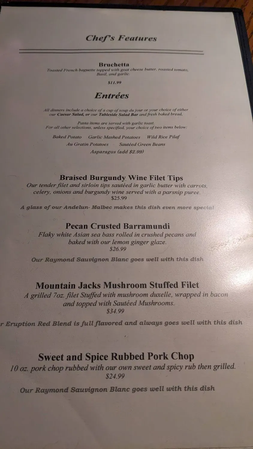 Mountain Jacks Steakhouse Menu - Updated November 2025