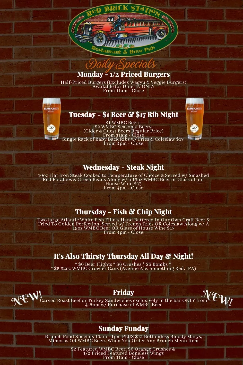 Red Brick Station Menu - Updated November 2025