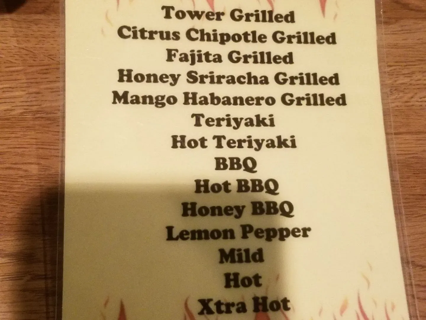 The Tower Bar & Grill Menu - Updated November 2025