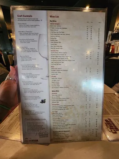 The Chop House Menu | Knoxville, TN | Checkle