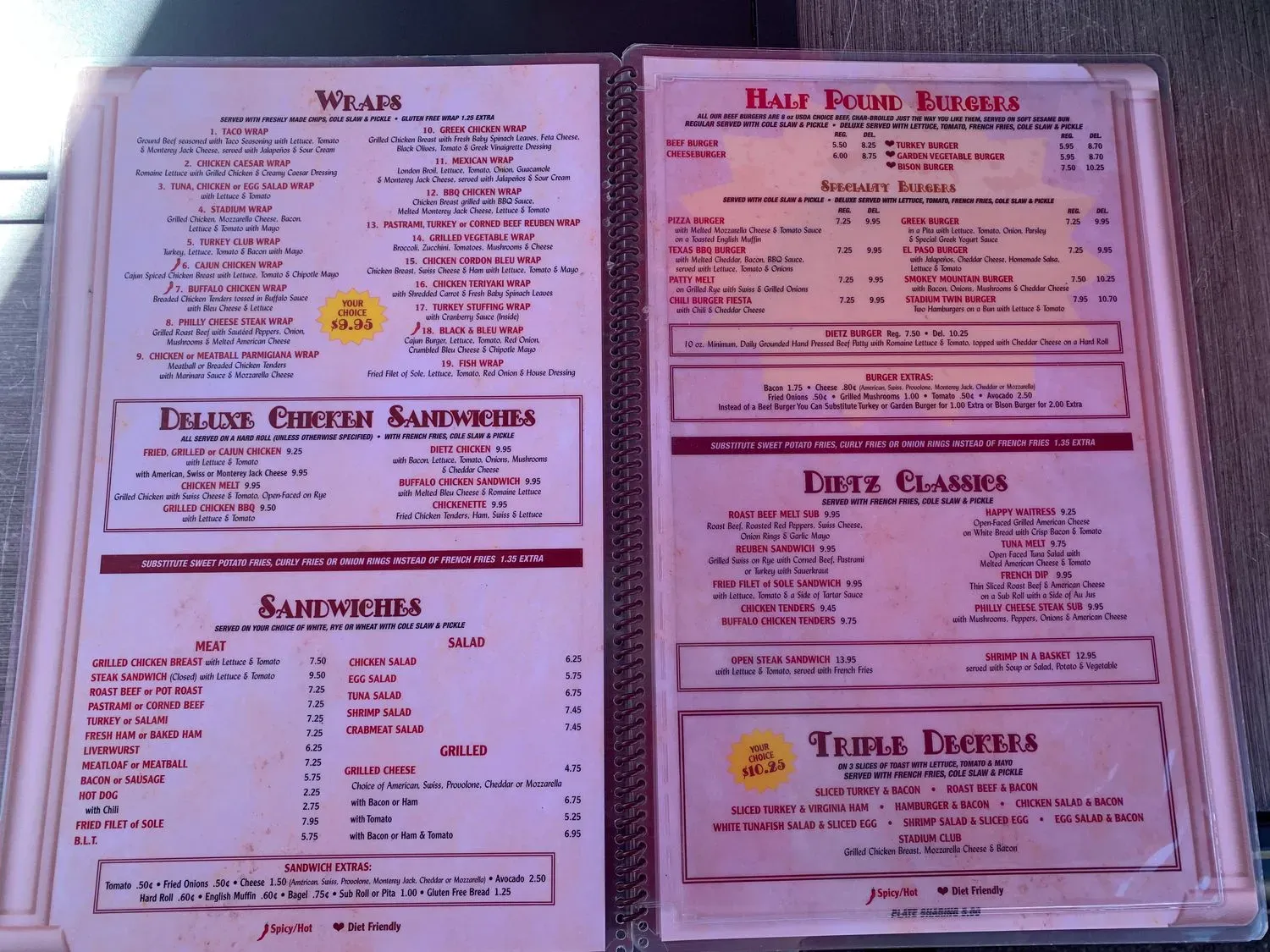 Dietz Stadium Diner Menu - Updated October 2025