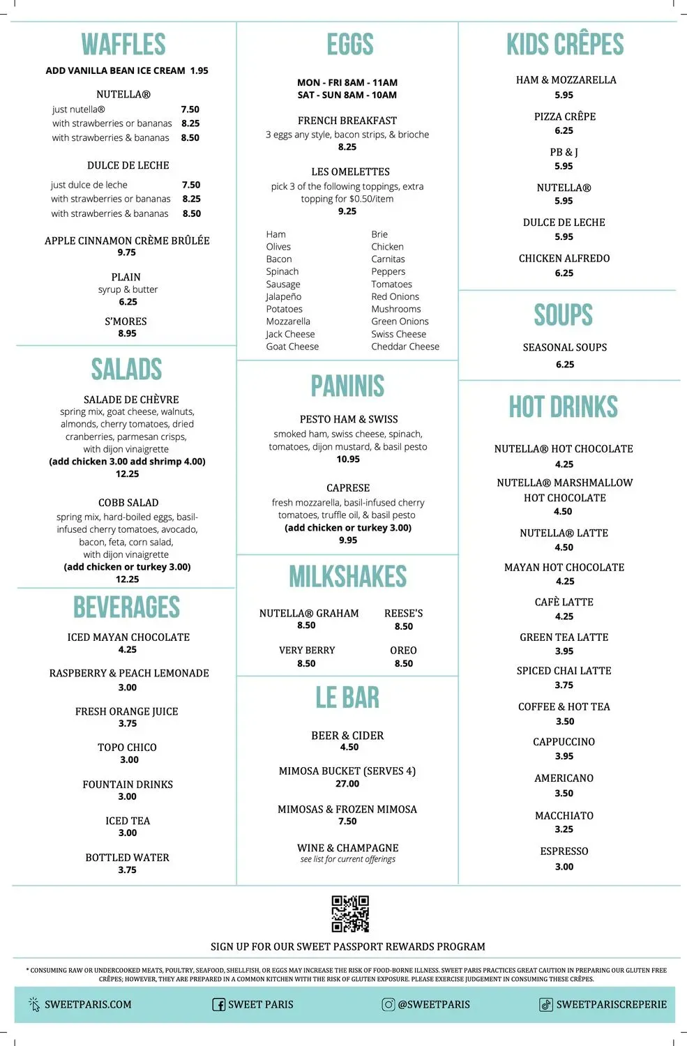 Sweet Paris Creperie & Cafe Menu - Updated November 2025