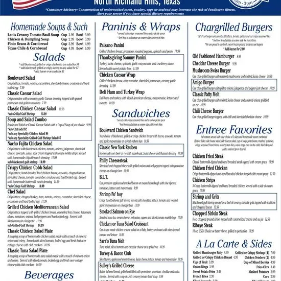 Boulevard Cafe Menu | North Richland Hills, TX | Checkle