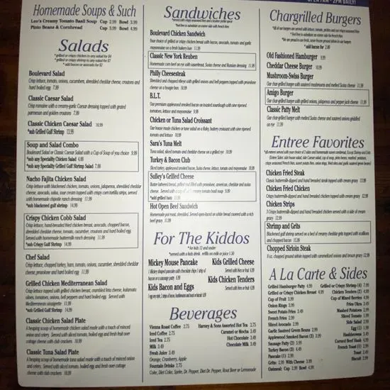 Boulevard Cafe Menu | North Richland Hills, TX | Checkle