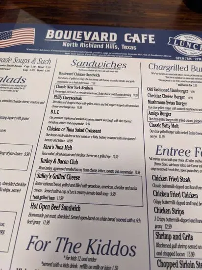 Boulevard Cafe Menu | North Richland Hills, TX | Checkle