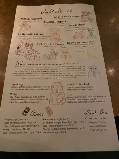 Loa Bar Menu | New Orleans, LA | Checkle