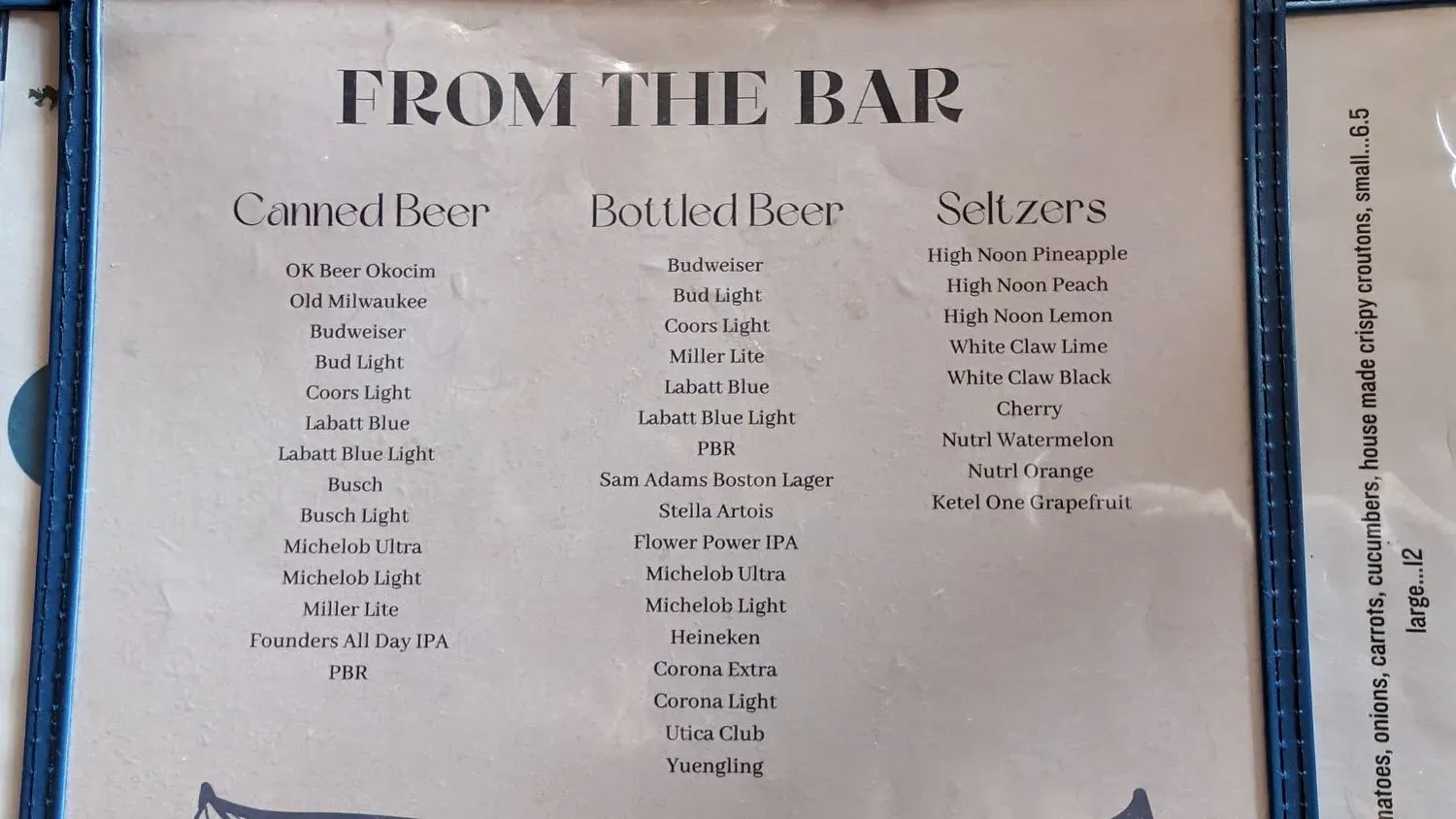 Blue Canoe Grill Menu - Updated October 2025