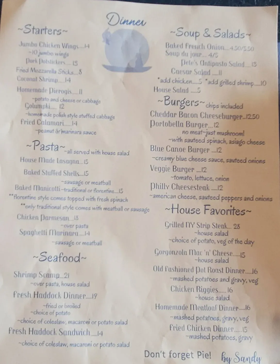 Blue Canoe Grill Menu - Updated October 2025