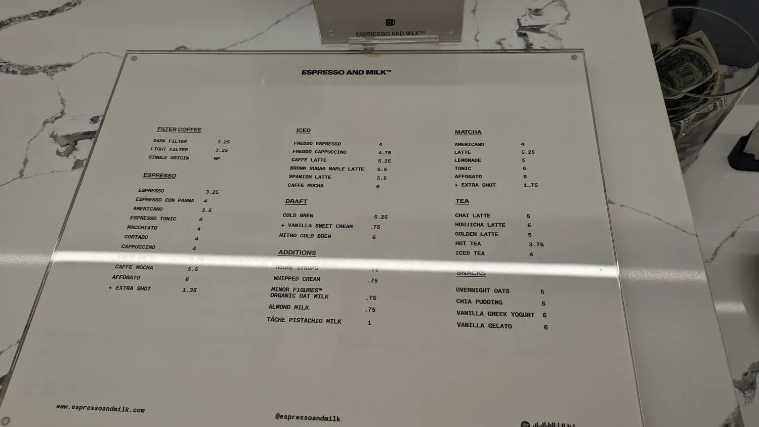 ESPRESSO AND MILK Menu - Updated October 2025