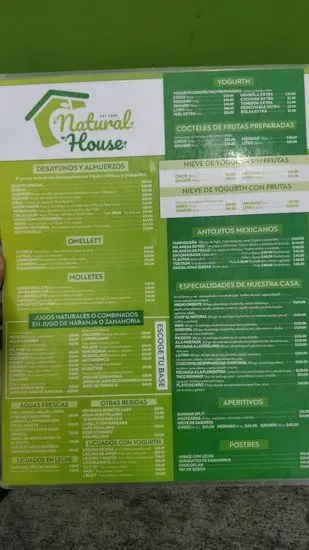 Natural House Menu | Matamoros, TAM | Checkle