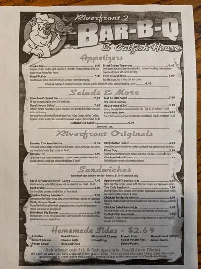 Riverfront Bar-B-Q & Catfish House Menu | Leesburg, GA | Checkle