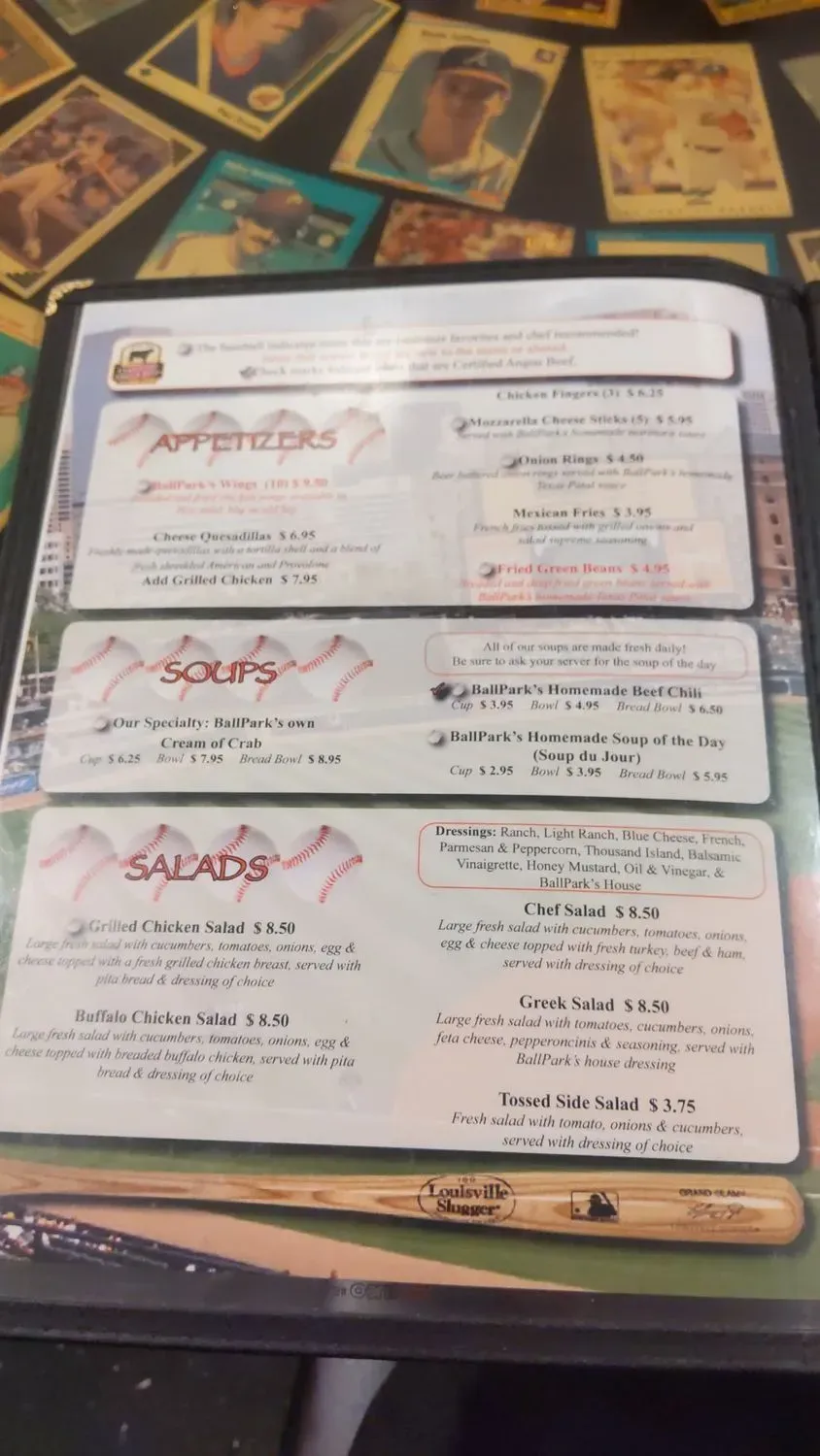 Ballpark Restaurant Menu - Updated November 2025