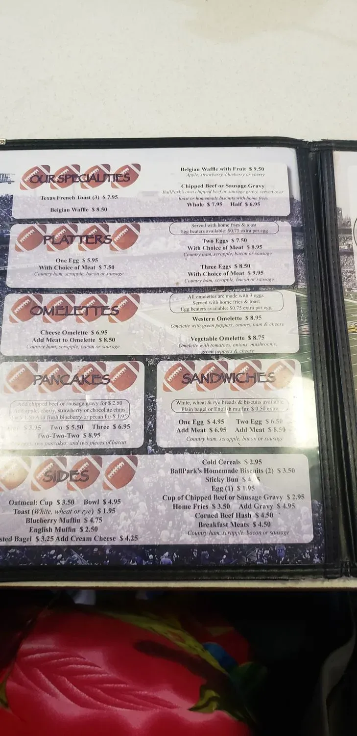 Ballpark Restaurant Menu - Updated November 2025