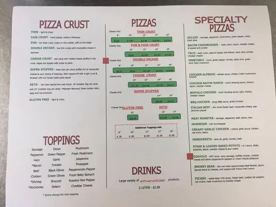 Pizza Palace Menu | Paxton, IL | Checkle