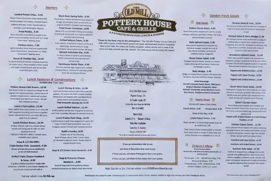 The Old Mill Pottery House Café Menu | Pigeon Forge, TN | Checkle