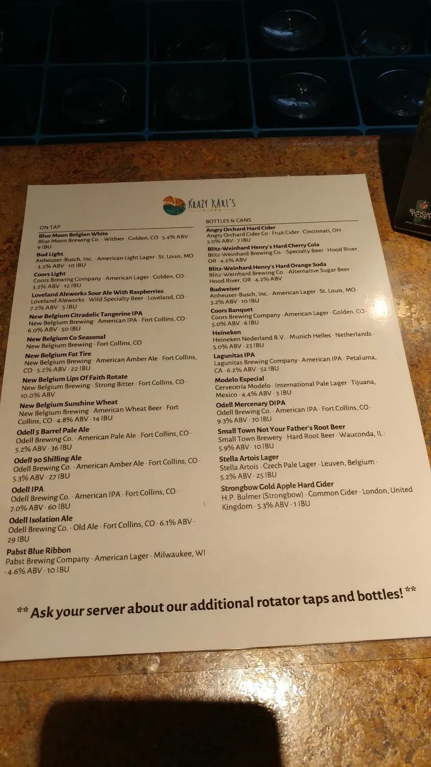 Krazy Karl's Pizza and Sport Bar Menu - Updated November 2025