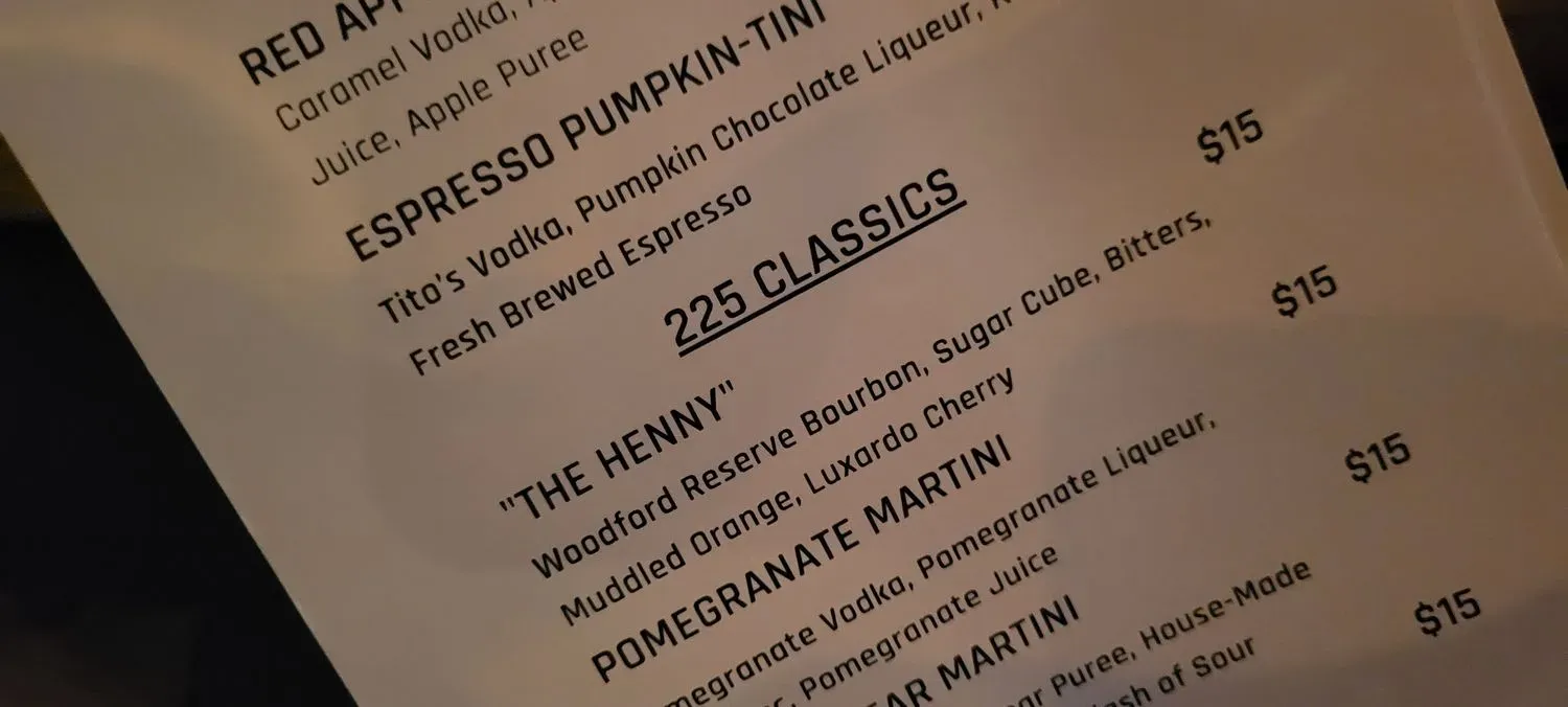 Prime 225 Menu | Chesapeake City, MD | Checkle