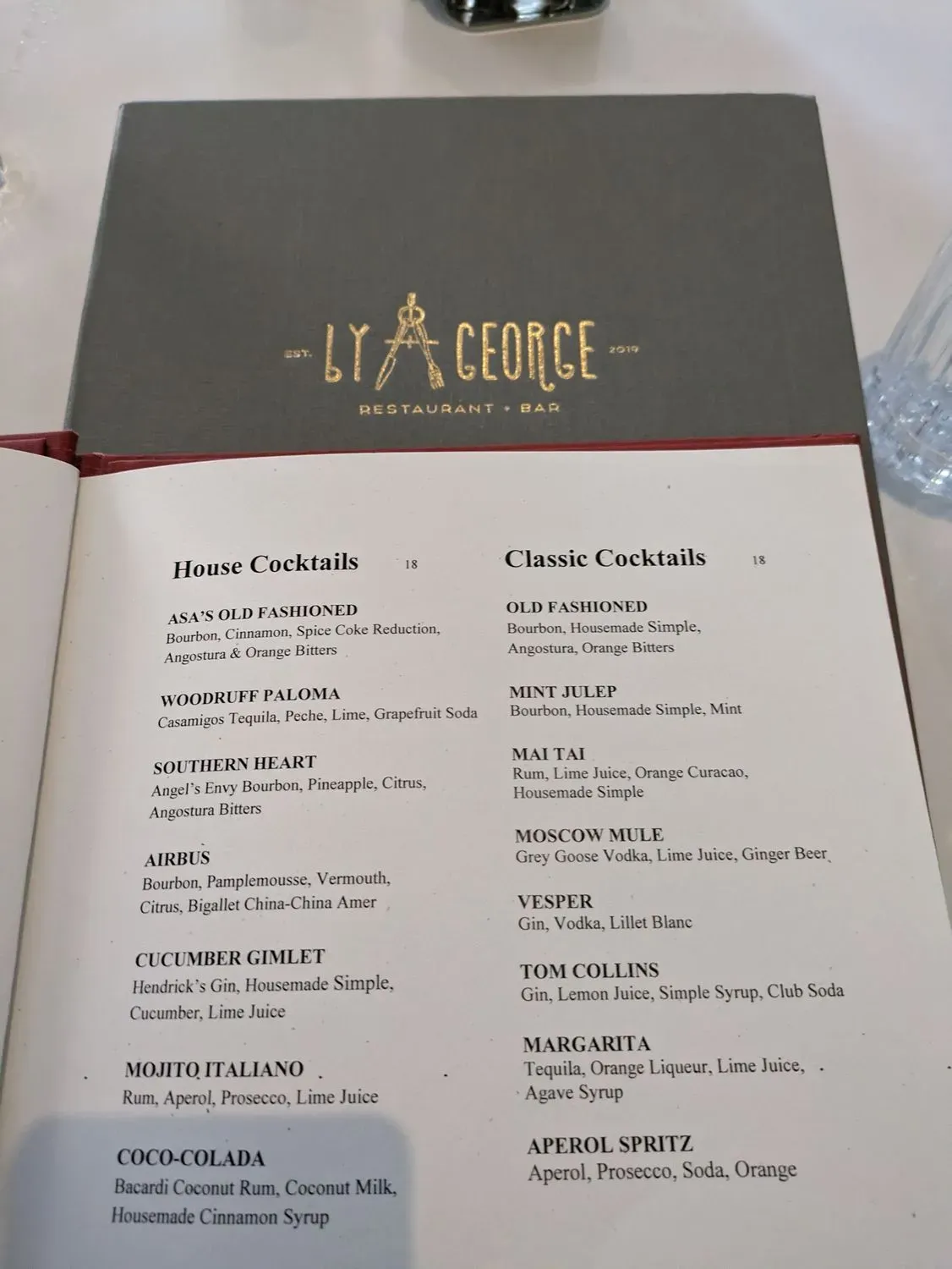 By George restaurant and bar Menu - Updated November 2025