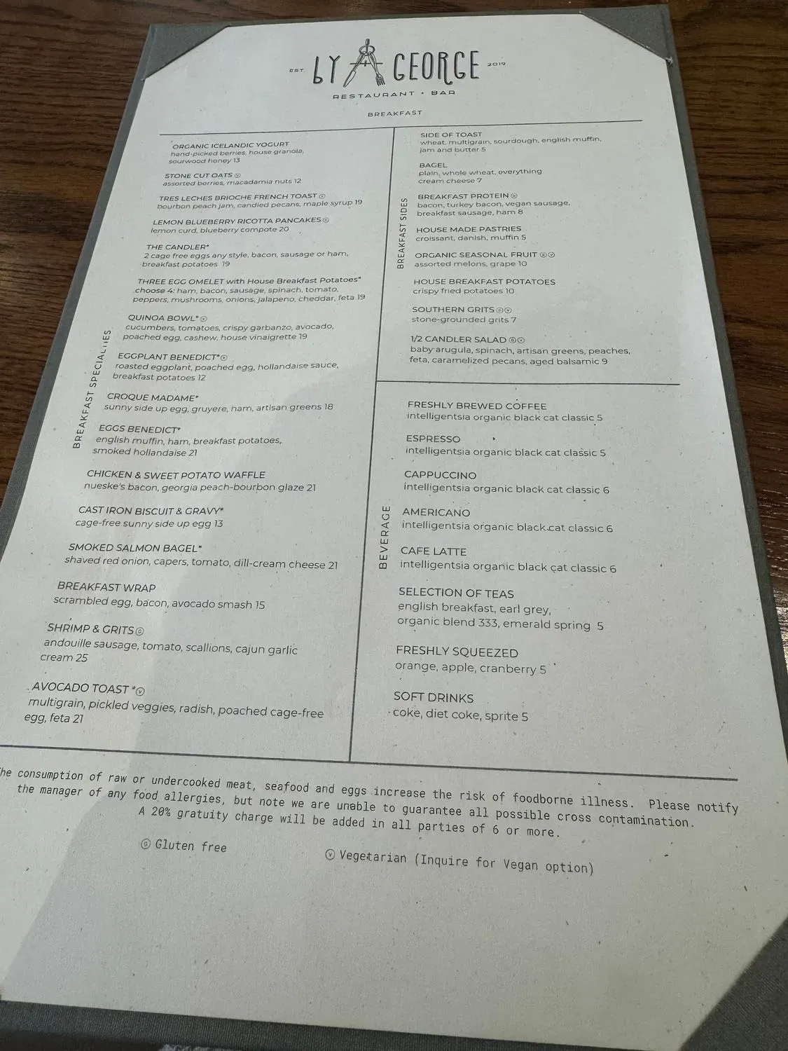By George restaurant and bar Menu - Updated November 2025