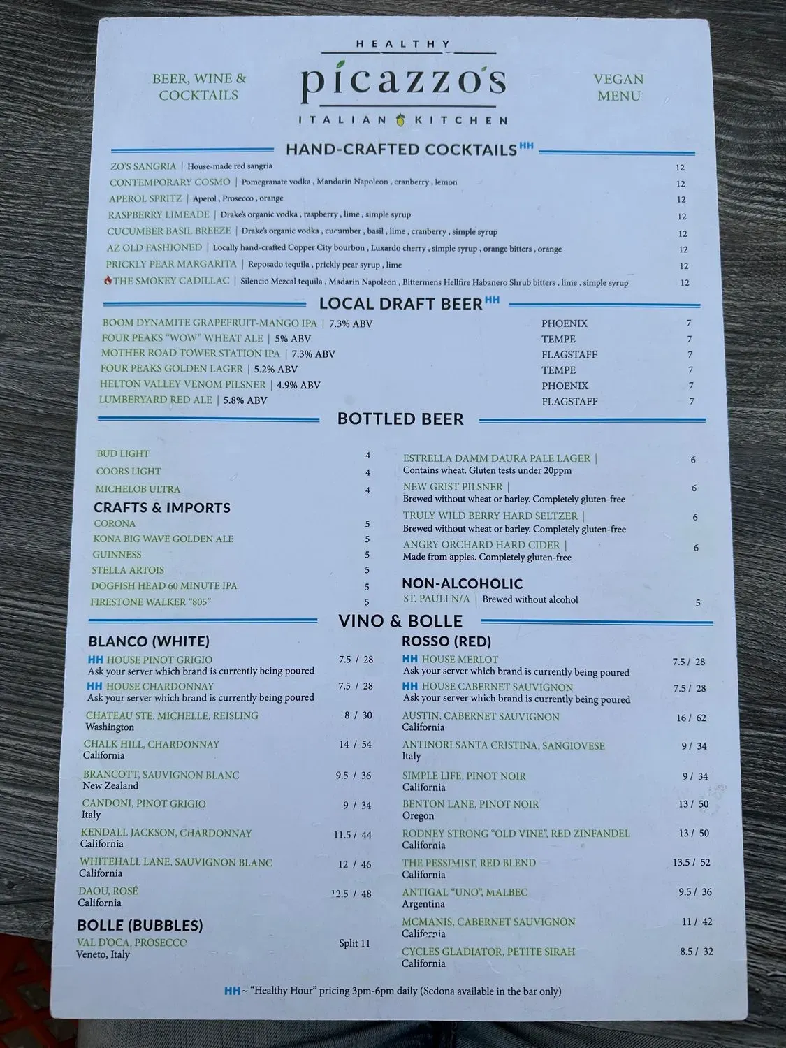 Picazzo's Healthy Italian Kitchen Sedona Menu - Updated November 2025