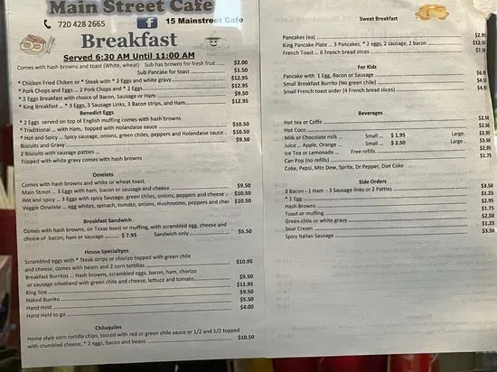 1919 Cafe Menu | Keenesburg, CO | Checkle