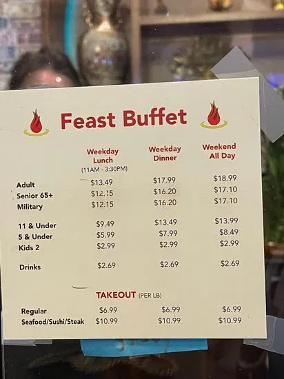 Feast Buffet Menu | Katy, TX | Checkle