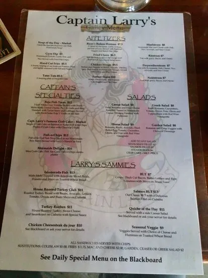 Captain Larry's Menu | Baltimore, MD | Checkle