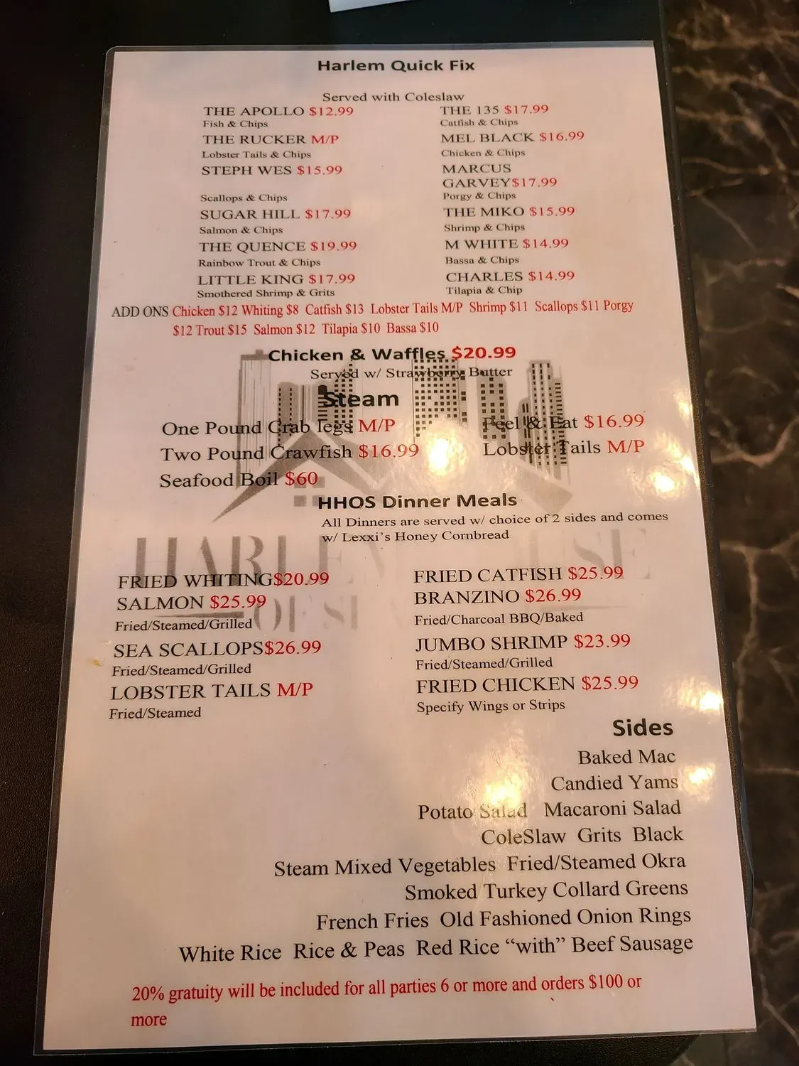Harlem House Of Seafood Menu | Norcross, GA | Checkle