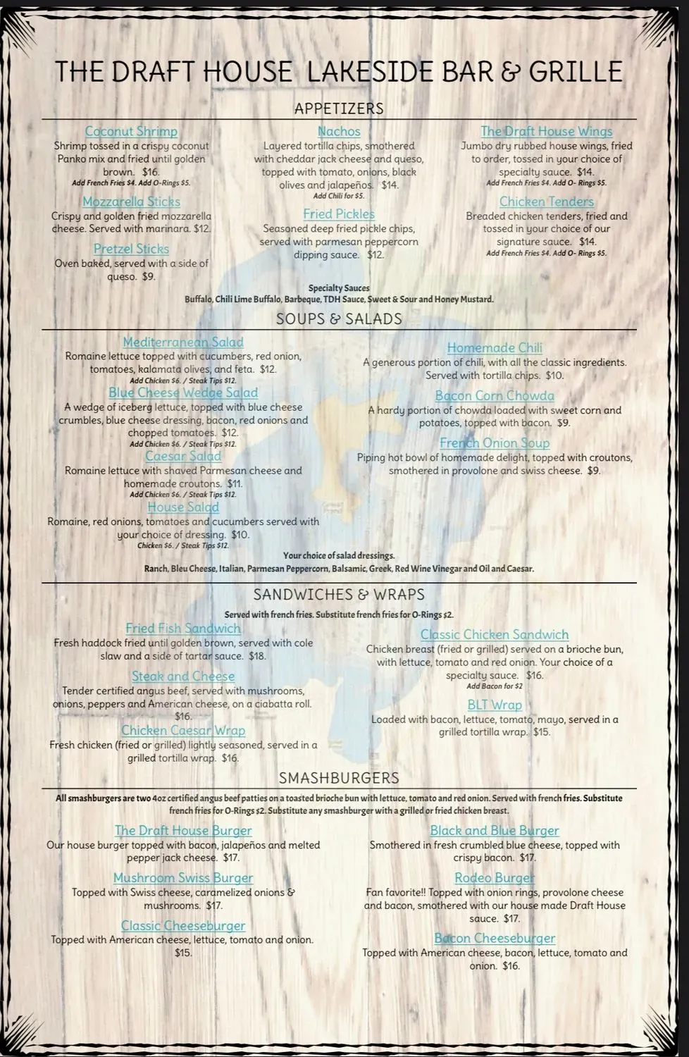 The Draft House Lakeside Bar & Grille Menu - Updated October 2025