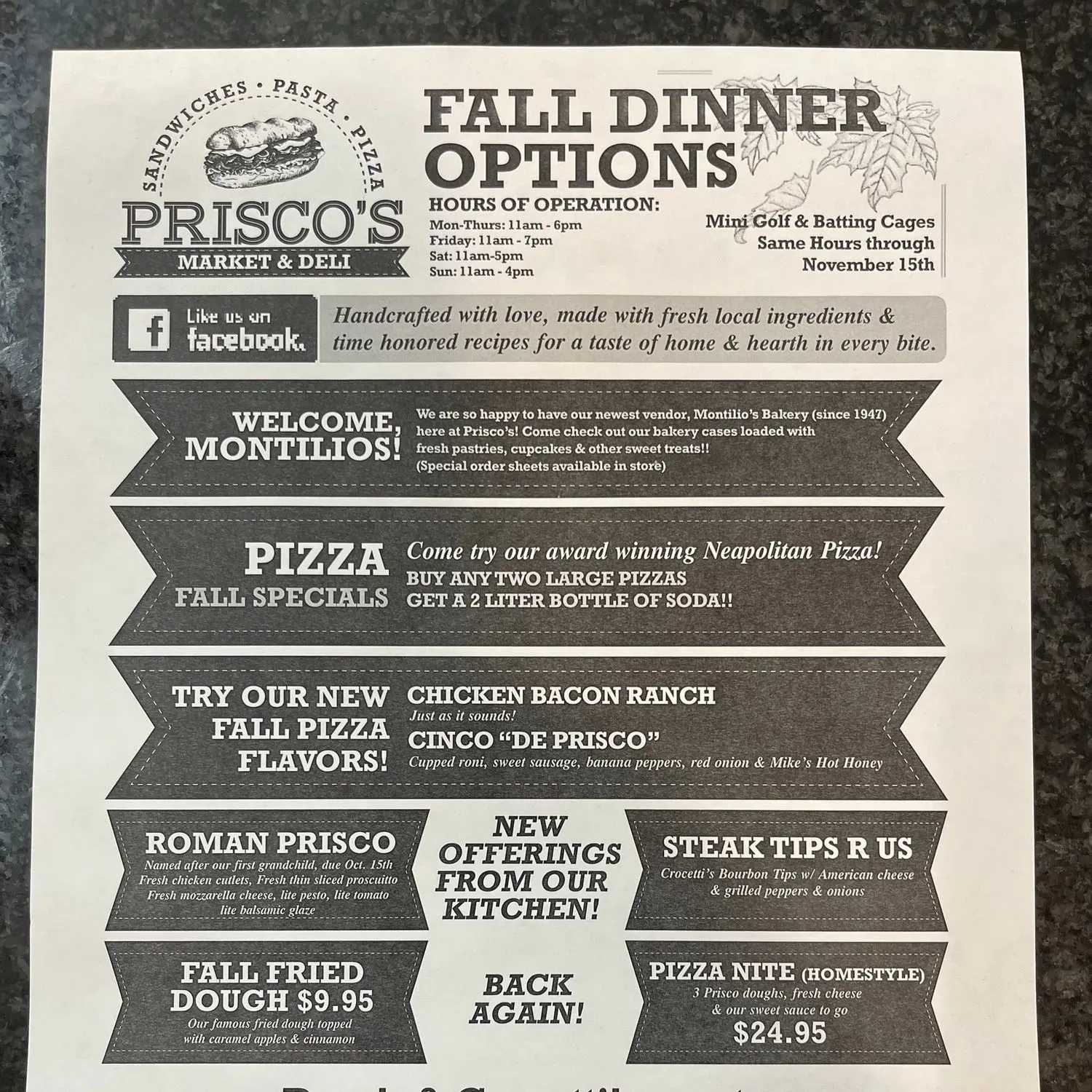 Prisco's Market and Deli Menu - Updated October 2025