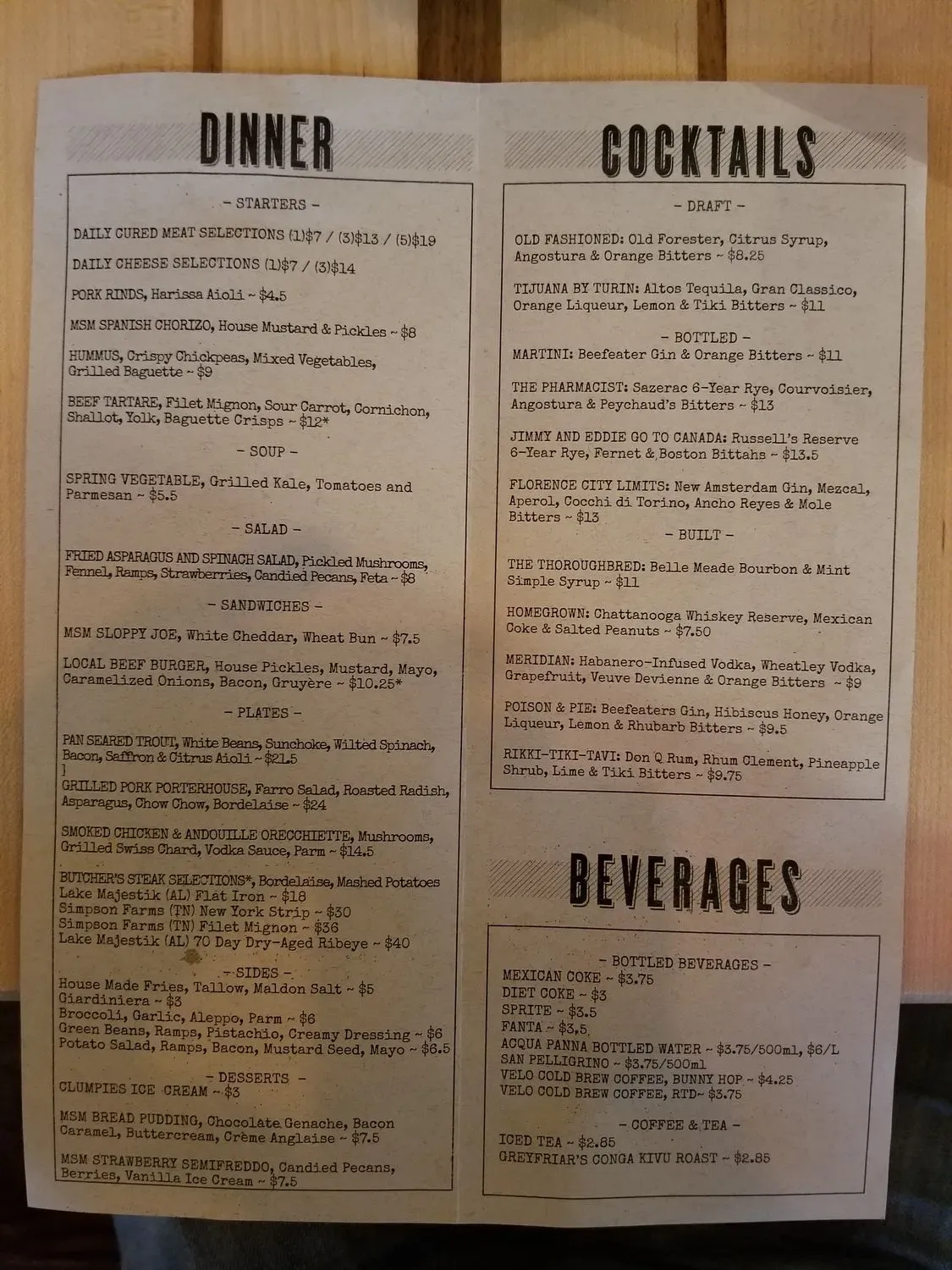 Main Street Meats Menu - Updated November 2025