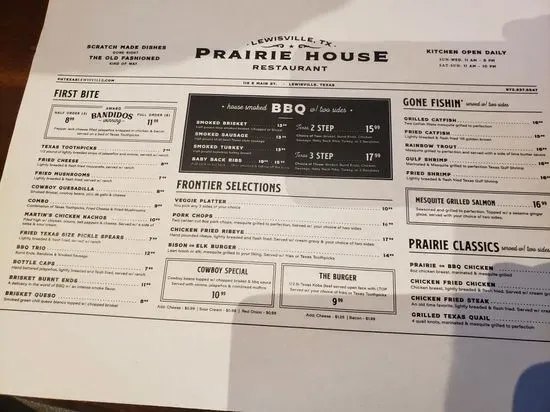 Prairie House Restaurant-Lewisville Menu | Lewisville, TX | Checkle