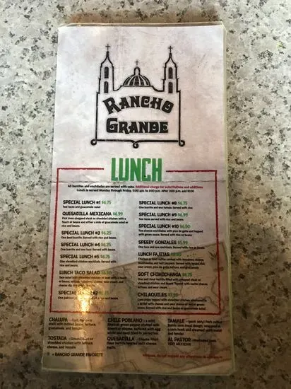 Rancho Grande Restaurant Menu | Olive Branch, MS | Checkle