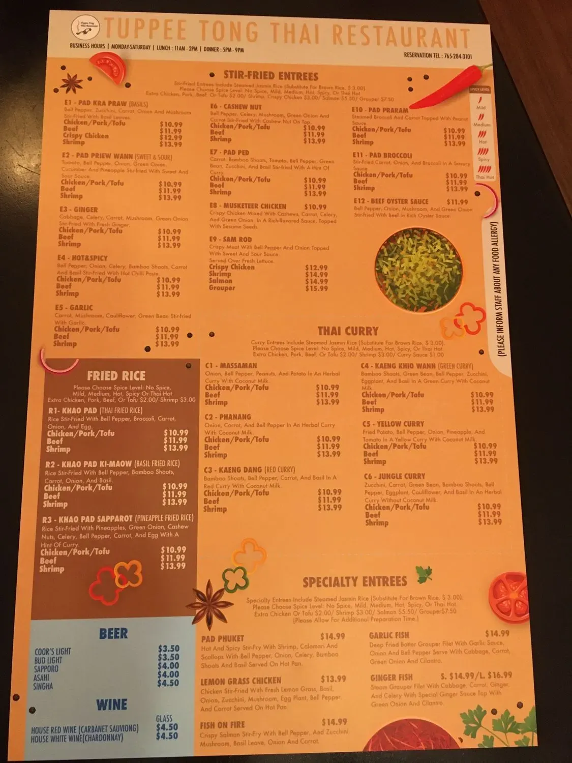 Tuppee Tong Thai Restaurant Menu - Updated October 2025