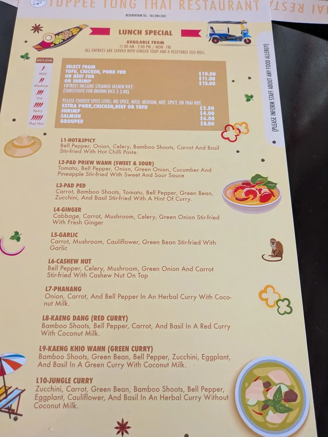 Tuppee Tong Thai Restaurant Menu - Updated October 2025