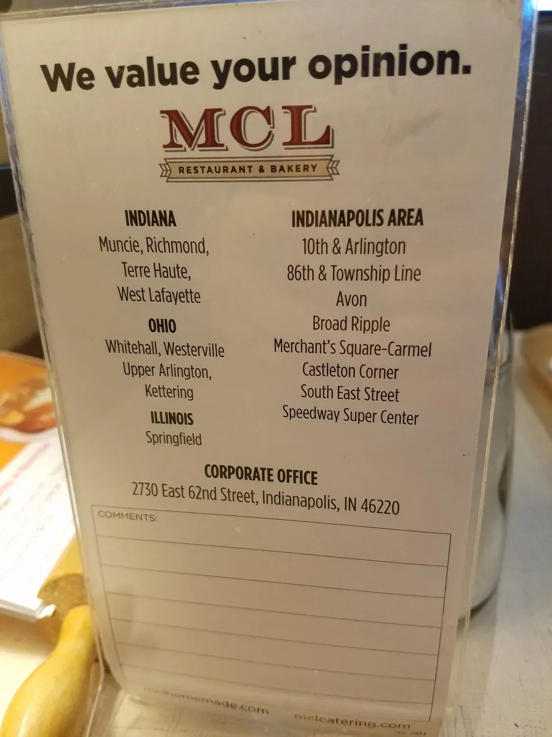 MCL Restaurant & Bakery Township Line Menu - Updated October 2025
