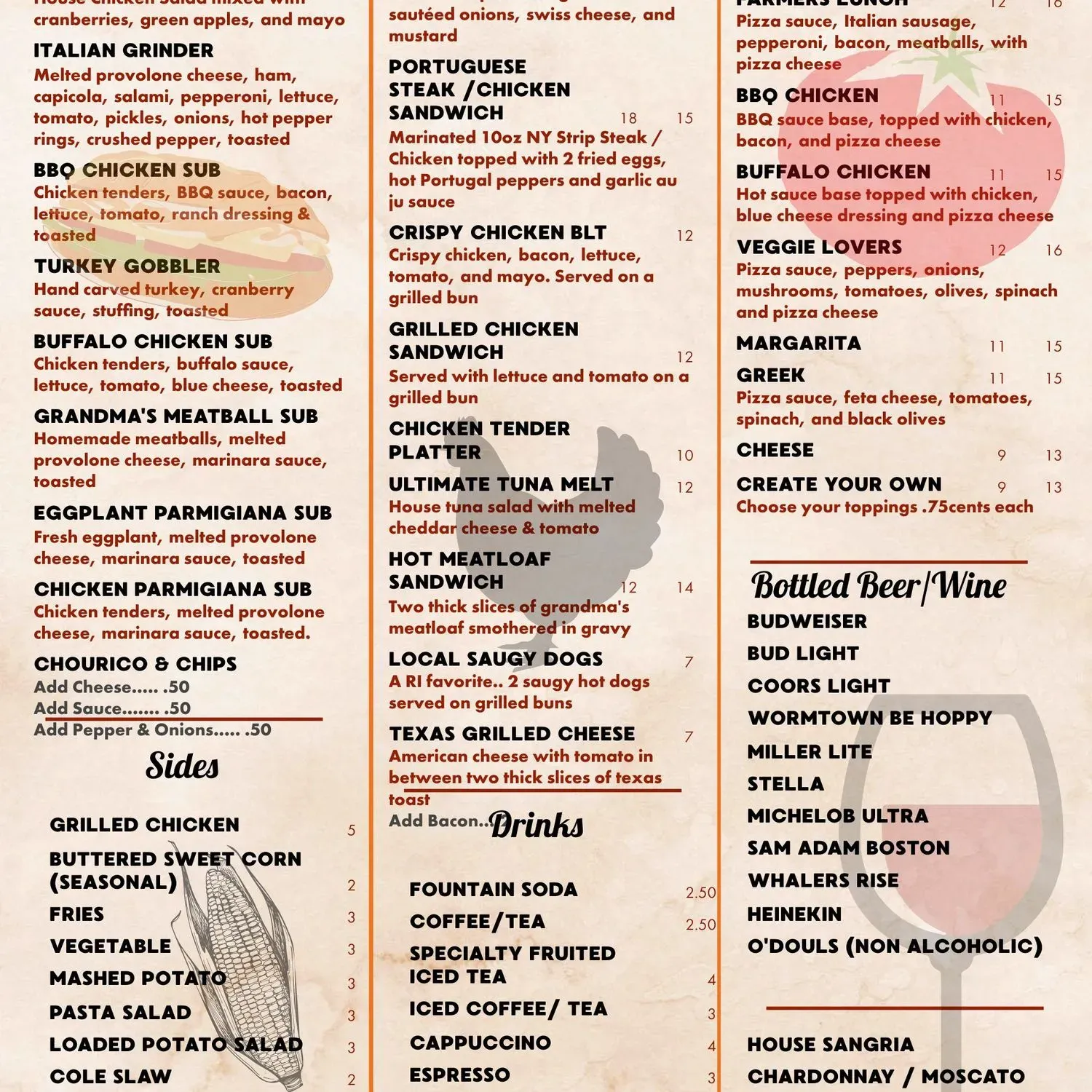 Harvest Tap & Table Menu | Swansea, MA | Checkle