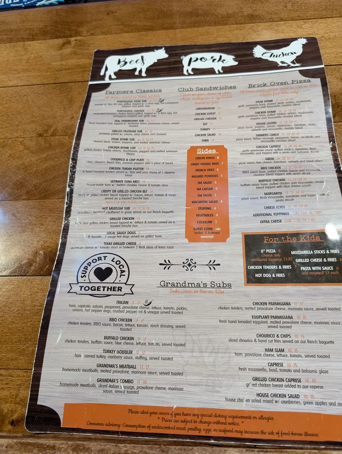 Harvest Tap & Table Menu | Swansea, MA | Checkle