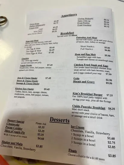 Kim's Diner Menu | Waco, TX | Checkle