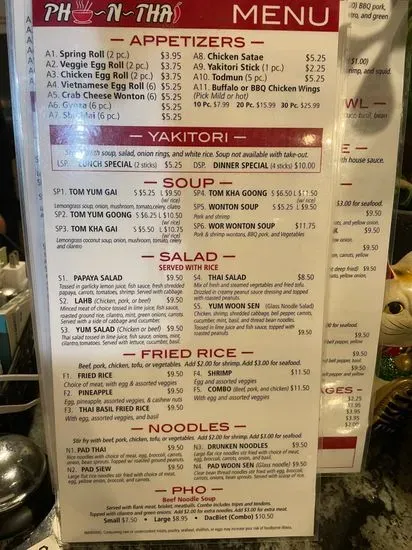 Pho-N-Thai Menu | Colorado Springs, CO | Checkle