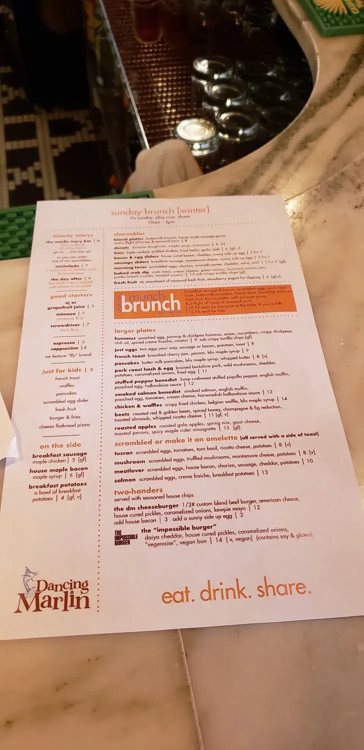 Dancing Marlin Restaurant Menu - Updated October 2025