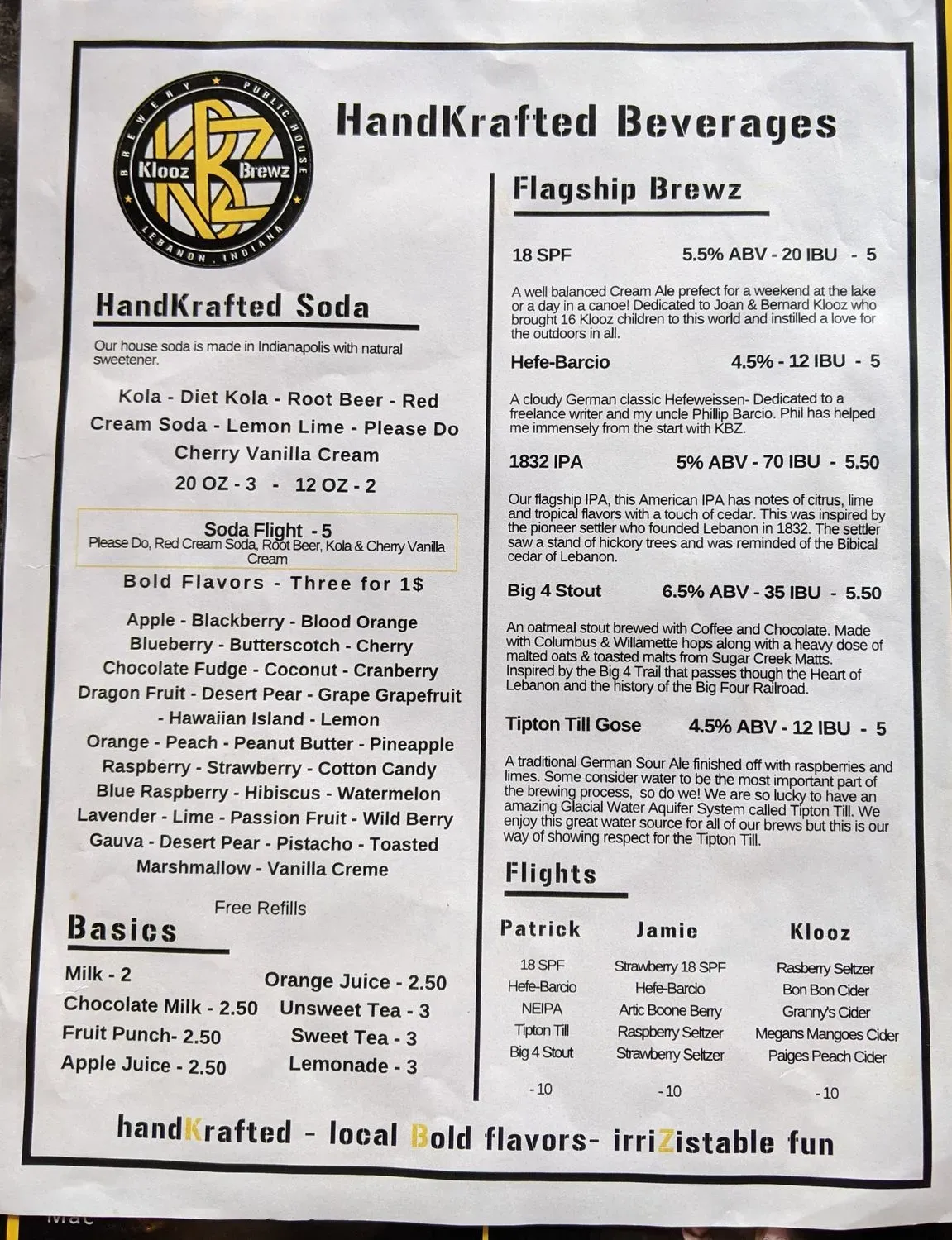 Klooz Brewz, Brewery & Public House Menu - Updated October 2025