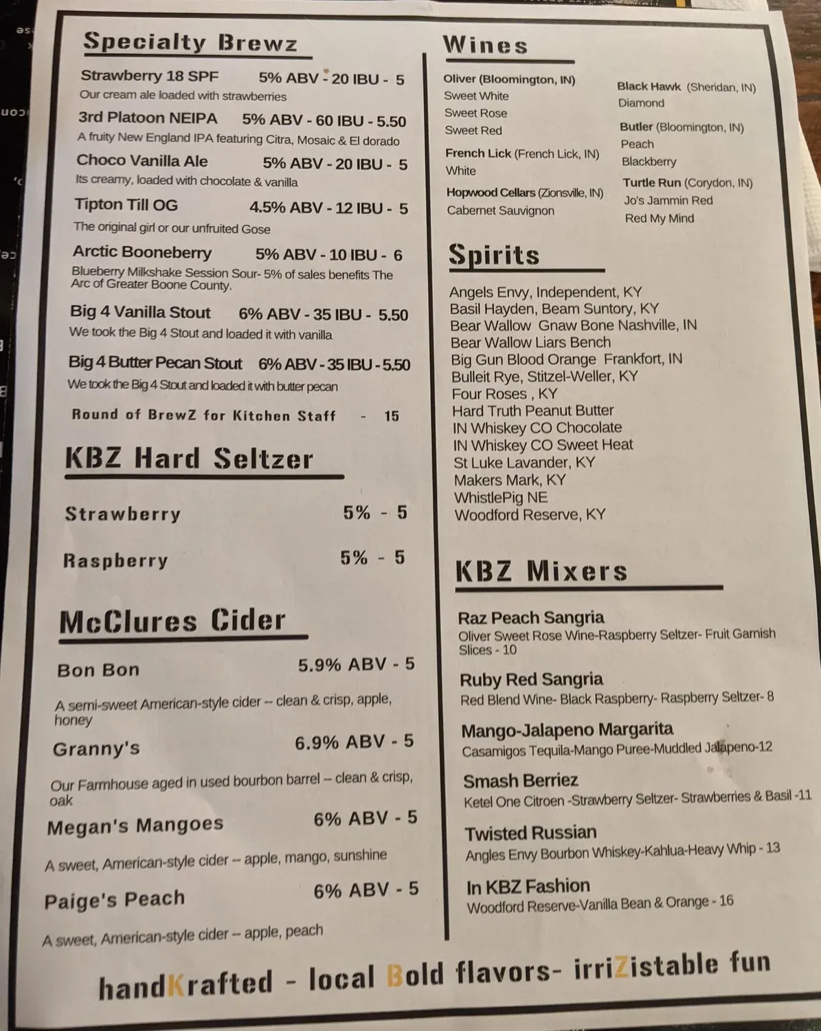 Klooz Brewz, Brewery & Public House Menu - Updated October 2025