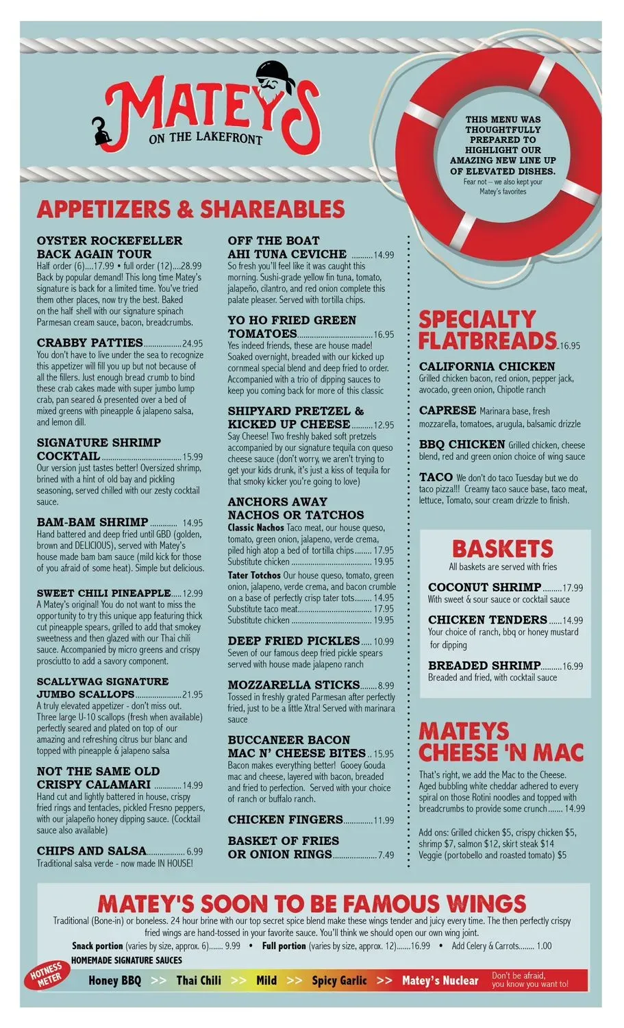 Mateys Restaurant Menu - Updated October 2025